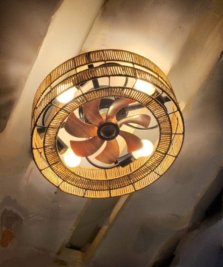 Country Style Ceiling & Wall Fan With Lights - Butt Lights